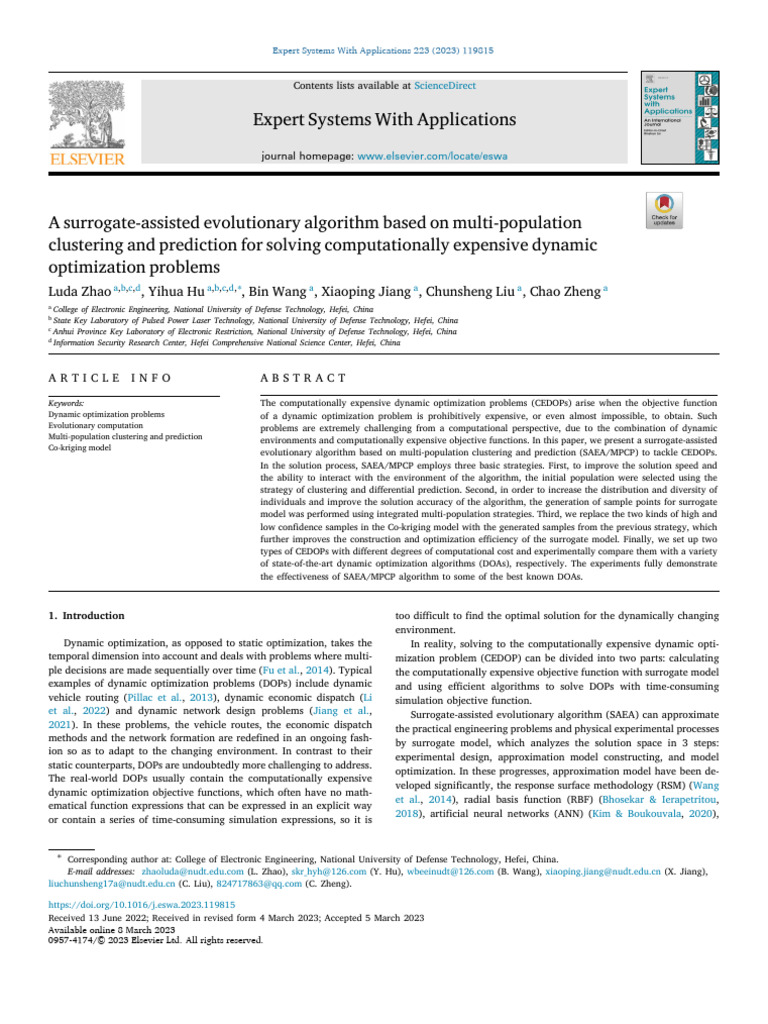 2023 - 1 A Surrogate EAs For Clustering - Prediction On Computational Systems | PDF ...