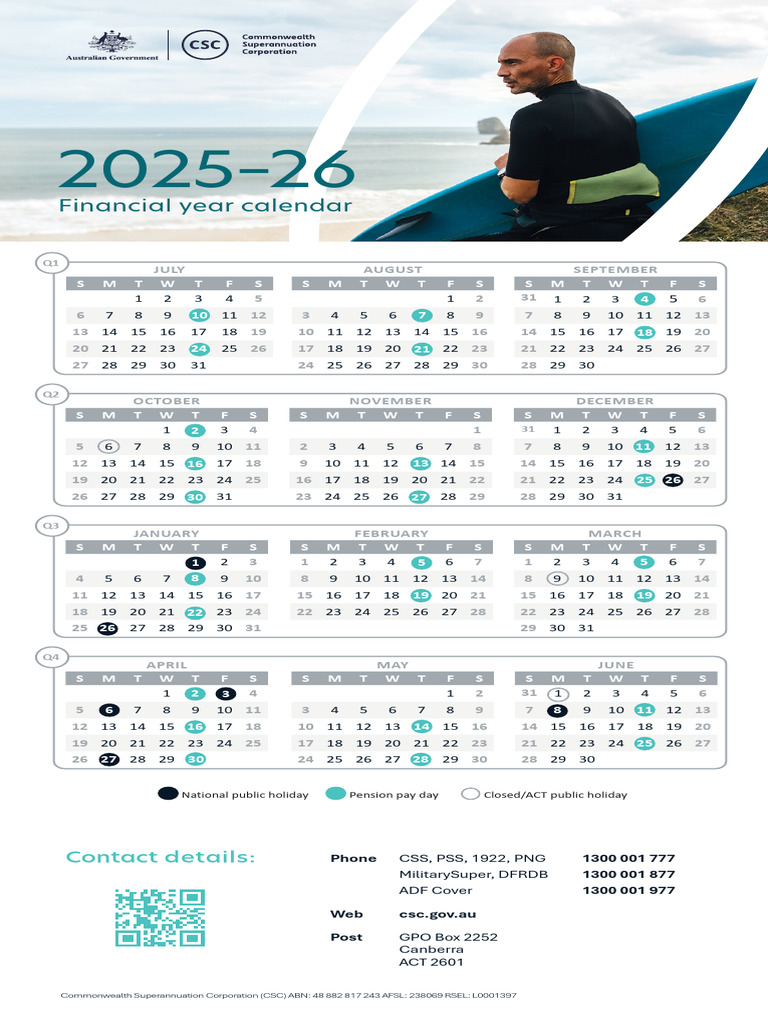 CSC Calendar Pension Paydays 2025 26 | PDF