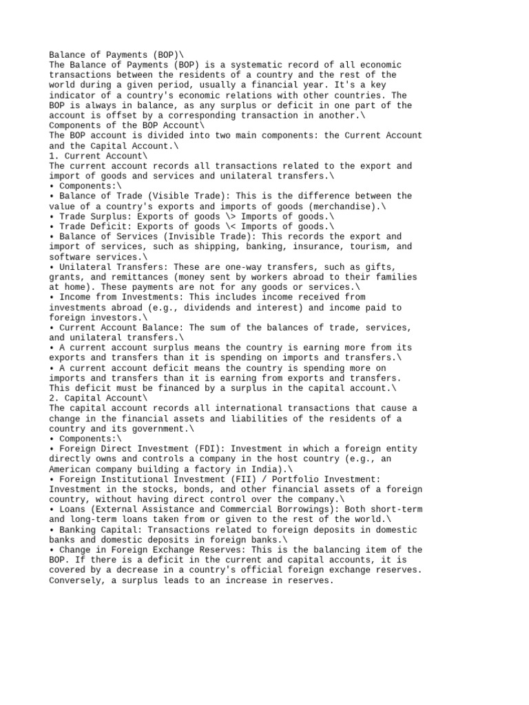 Balance of Payments (BOP) | PDF | Balance Of Payments | International ...