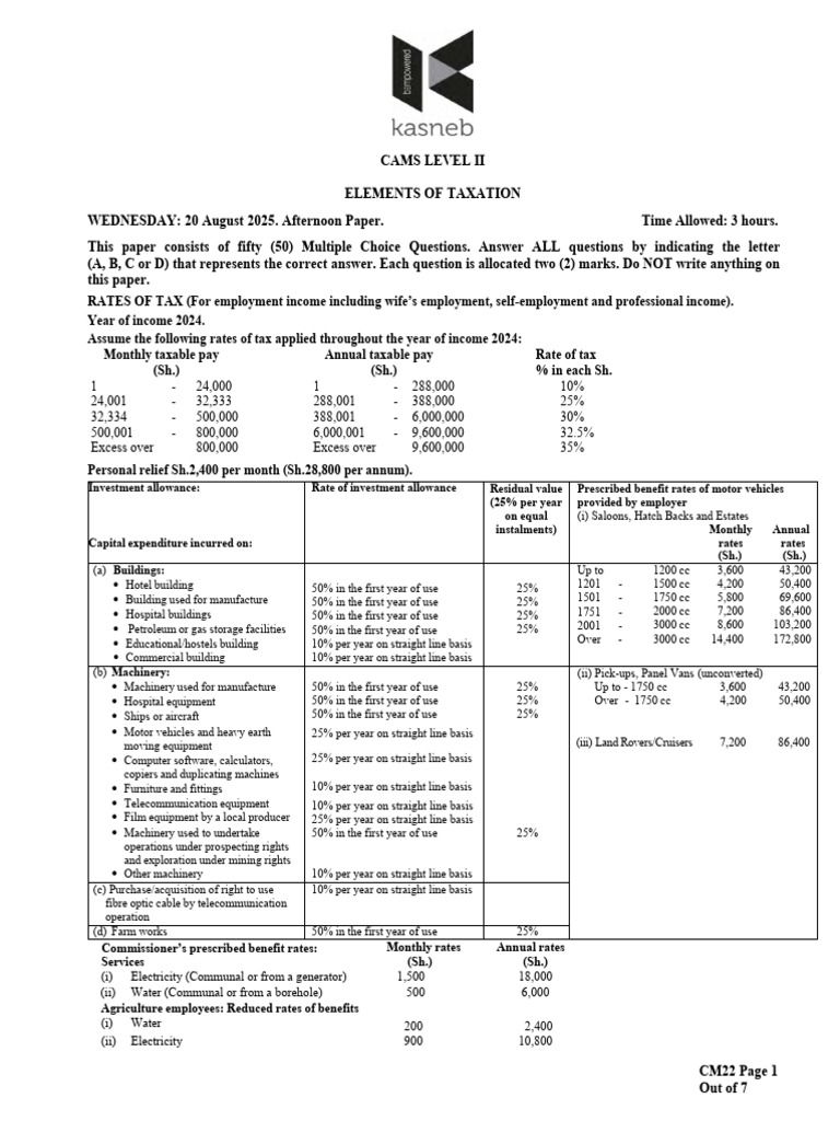 Elements of Taxation Past Papers | PDF | Cost Of Living | Taxes