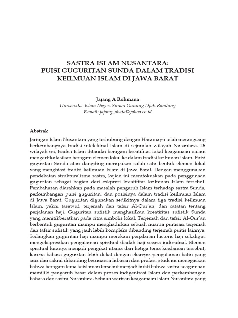 Puisi Guguritan dalam Tradisi Islam Sunda | PDF
