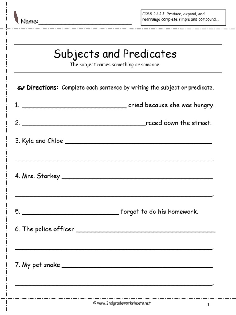 Subjects and Predicate S 2 | PDF