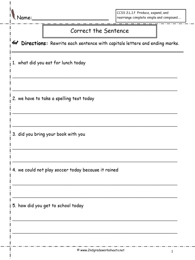 Sentence Correction Worksheet | PDF