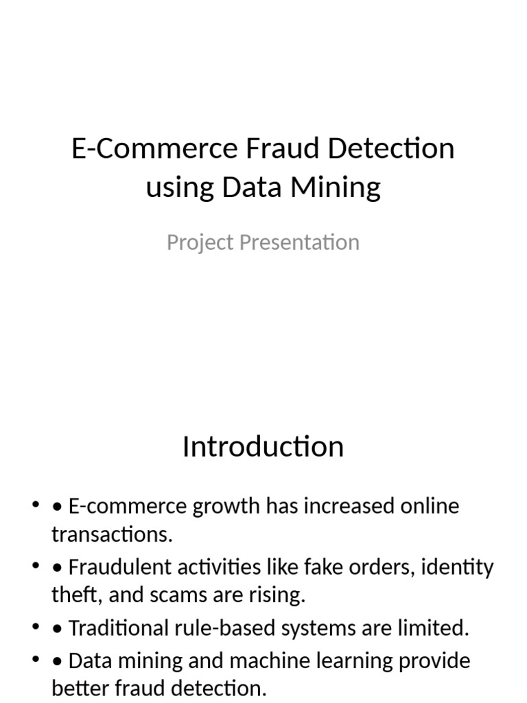 Ecommerce Fraud Detection Project | PDF