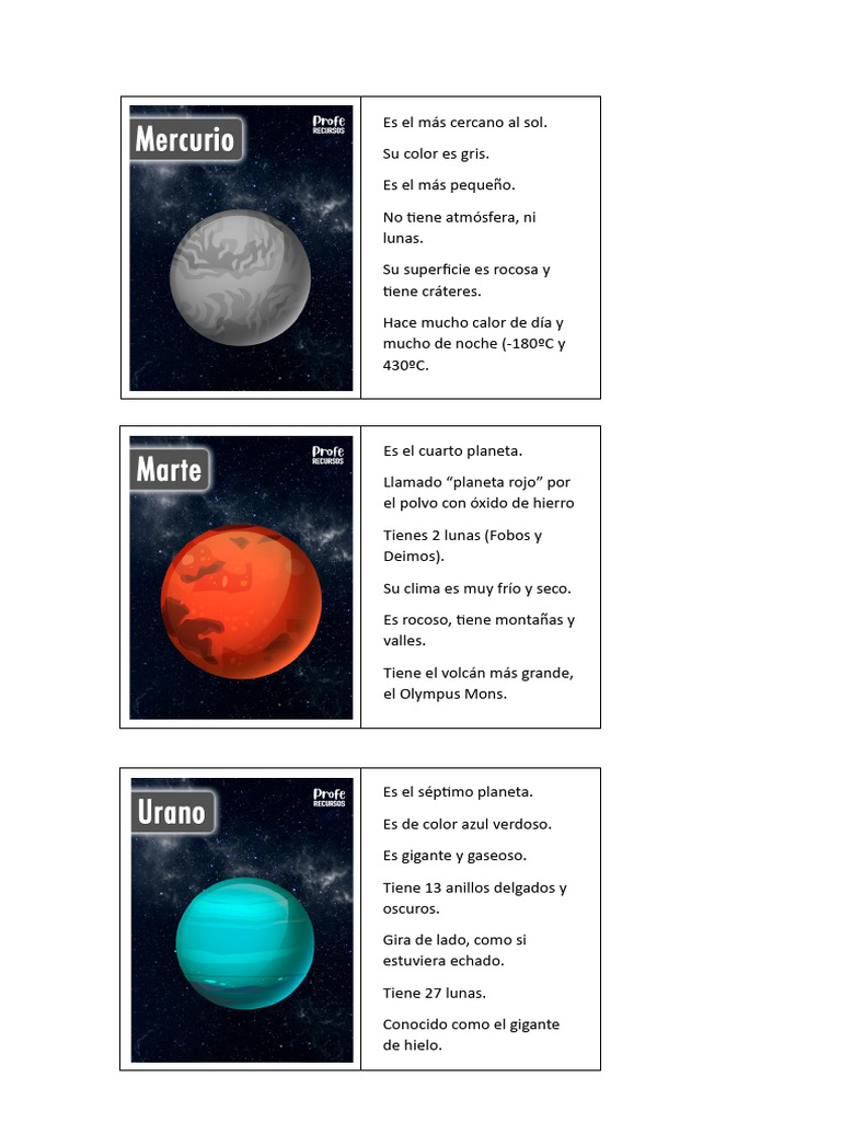Flashcards Planetas | PDF