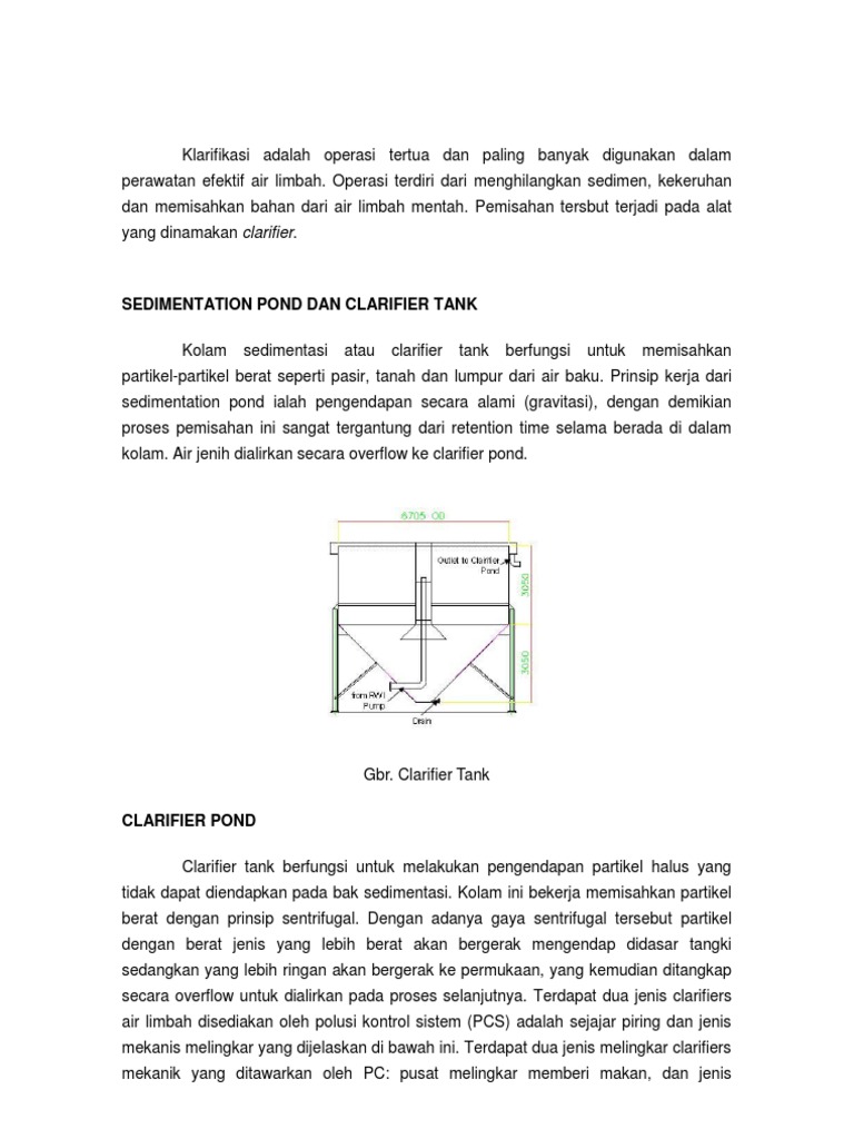 Fungsi dan Prinsip Kerja Clarifier | PDF | Griya & Taman | Teknologi ...