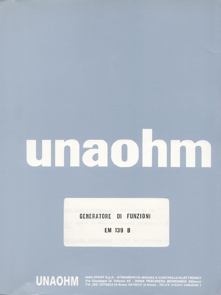 UNAOHM Generatore Di Funzioni EM139B | PDF