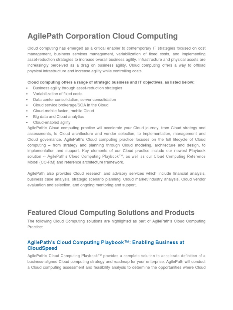 AgilePath Corporation Cloud Computing | PDF | Platform As A Service ...