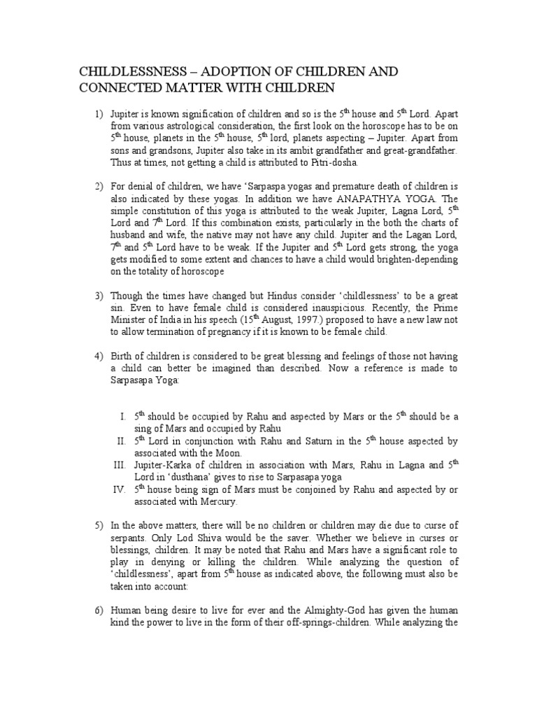 Childlessness - Adoption of Children and Connected Matter With Children ...