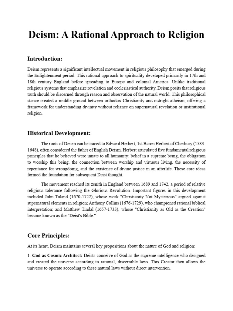 Understanding Deism: Enlightenment Religion | PDF | Deism | God