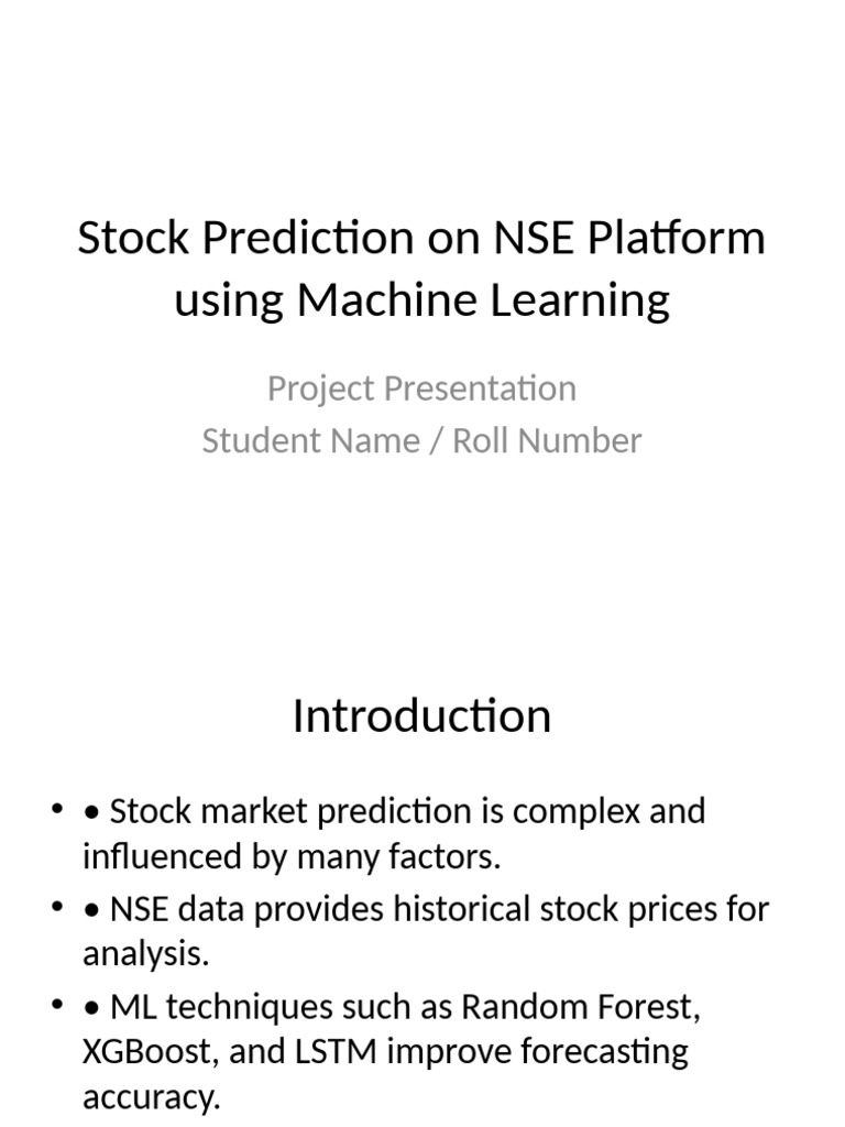 NSE Stock Prediction Using ML Techniques | PDF