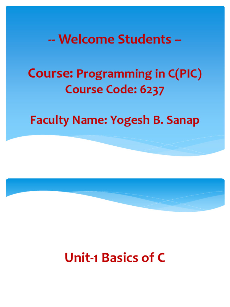 Pic Chapter 1 | PDF | C (Programming Language) | Integer (Computer Science)