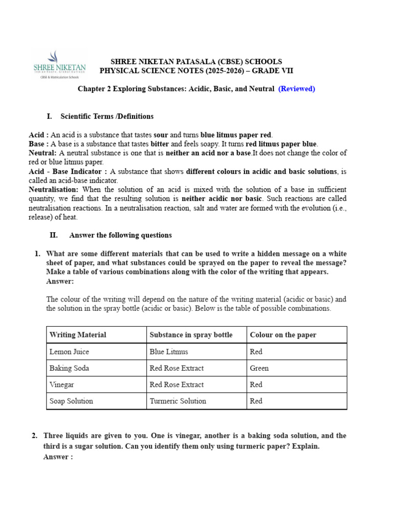 Chapter 2 Exploring Substances_ Acidic, Basic, And Neutral _ CN | PDF | Sodium Bicarbonate | Acid