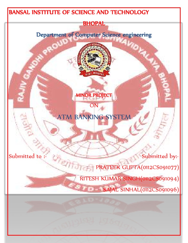 Front Page of Minor Project | PDF