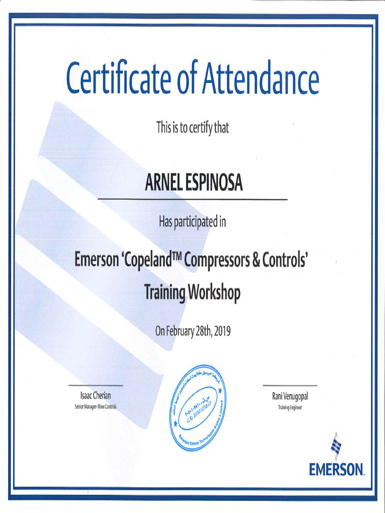 Emerson Training Certificate | PDF