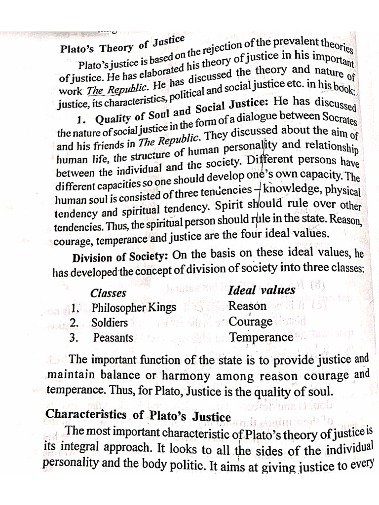 Plato's Theory of Justice | PDF
