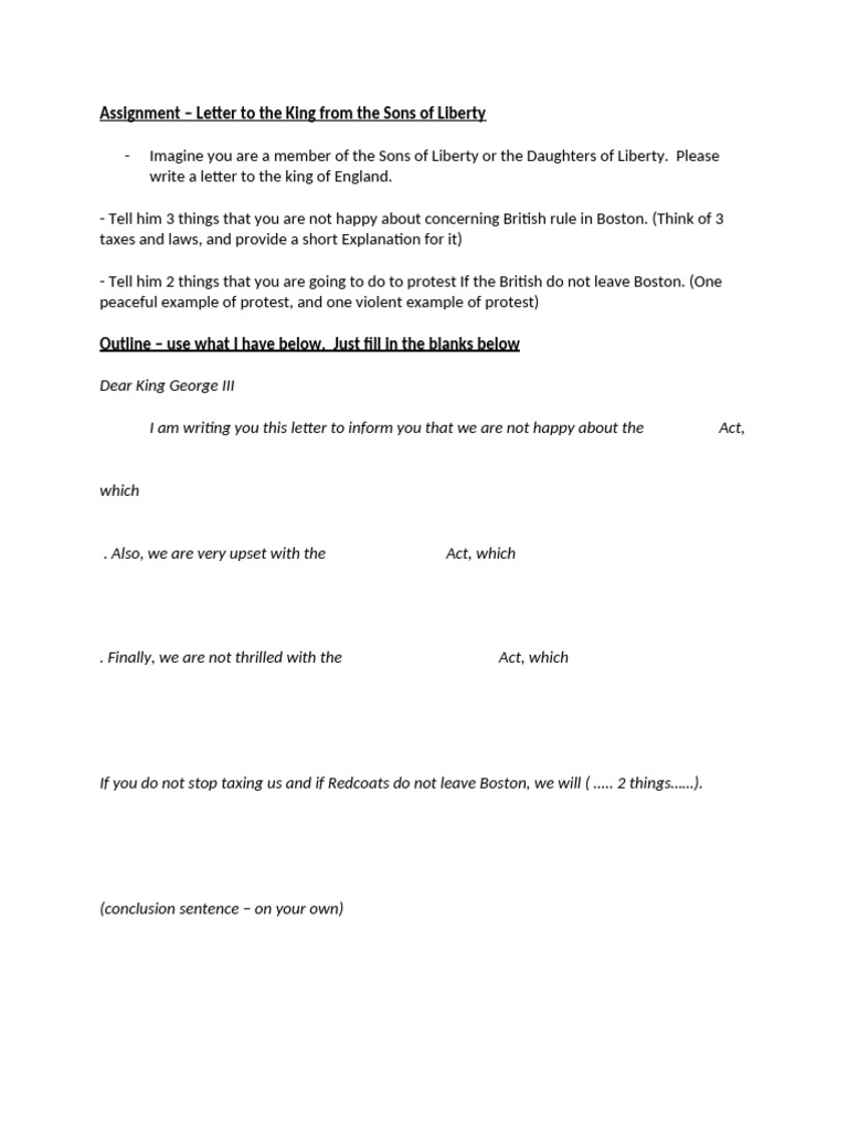 Letter Assignment to King George III | PDF