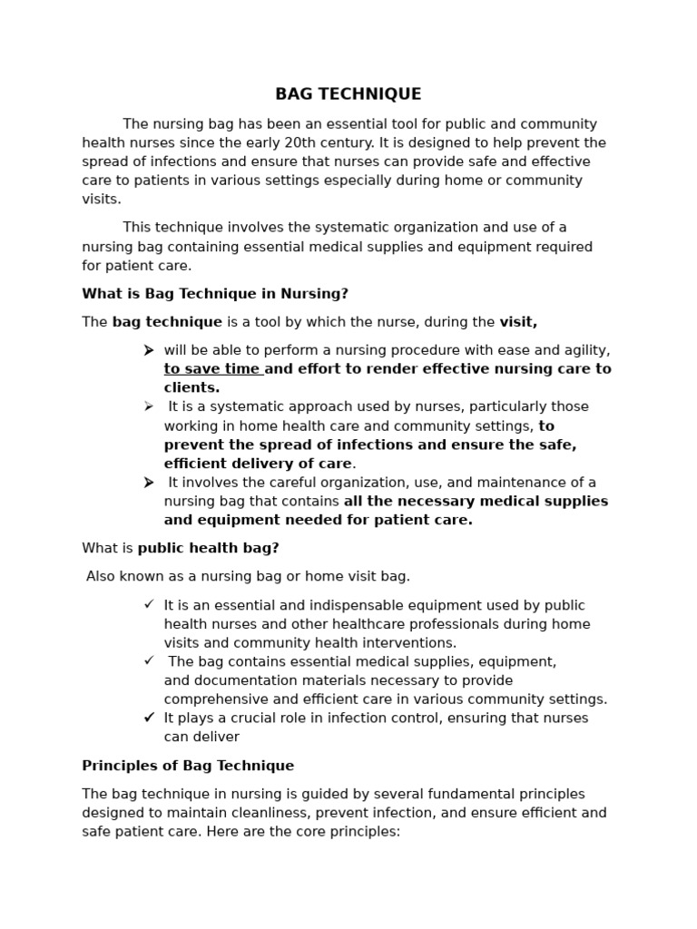 Bag-Technique | PDF | Hand Washing | Hygiene