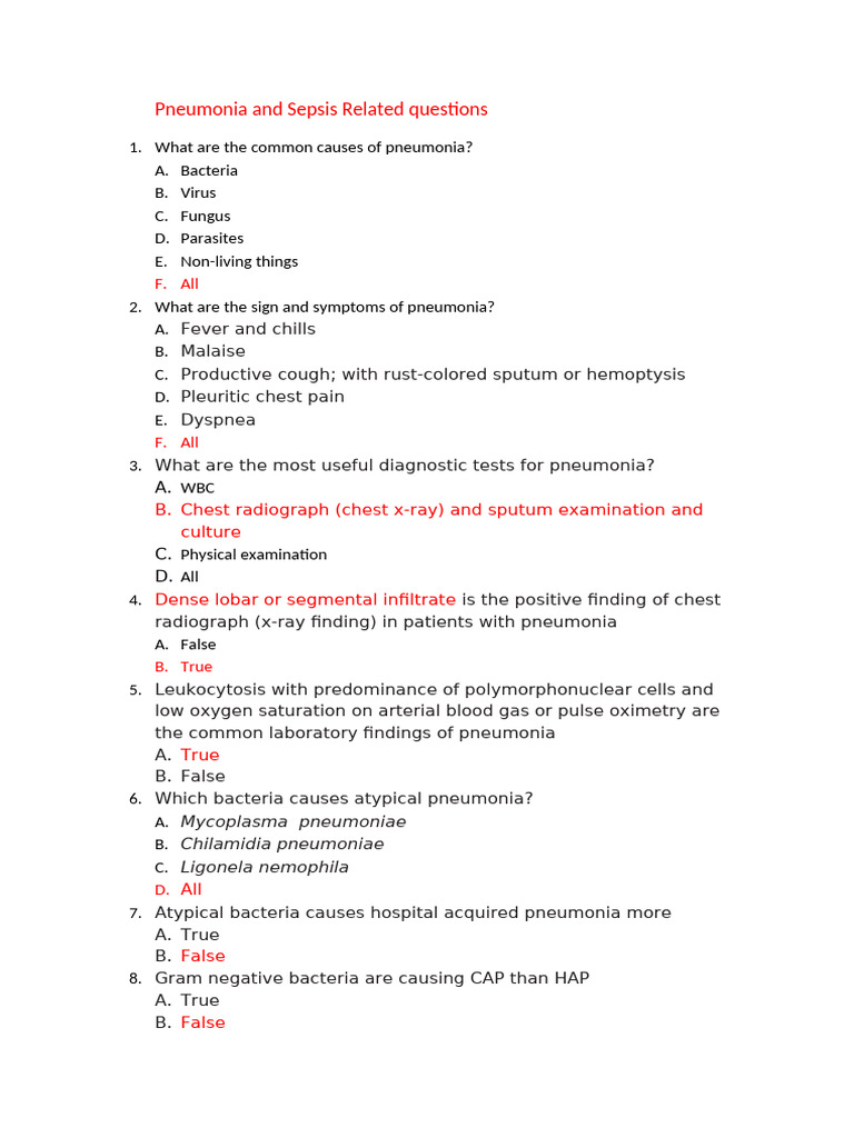 Atypical Pneumonia and Sepsis Insights | PDF | Pneumonia | Sepsis