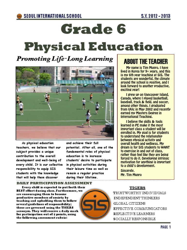 Physical Education: Grade 6 | Download Free PDF | Physical Education ...