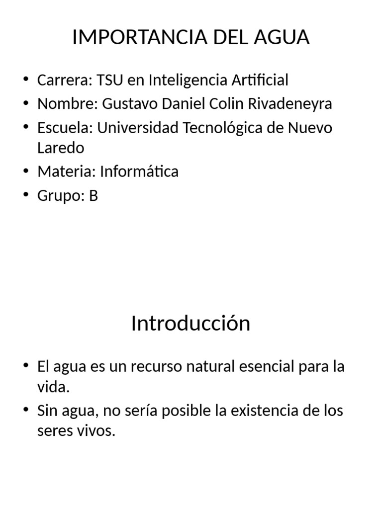 Importancia del Agua para la Vida | PDF