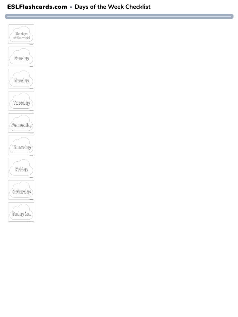 Days of The Week Outline Checklist | PDF
