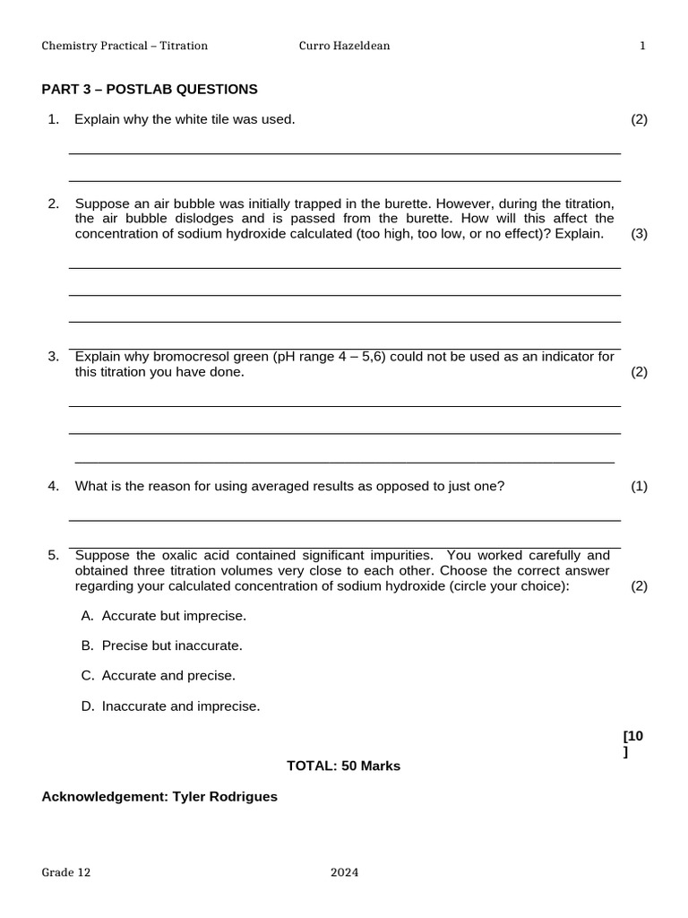 Postlab Questions | PDF