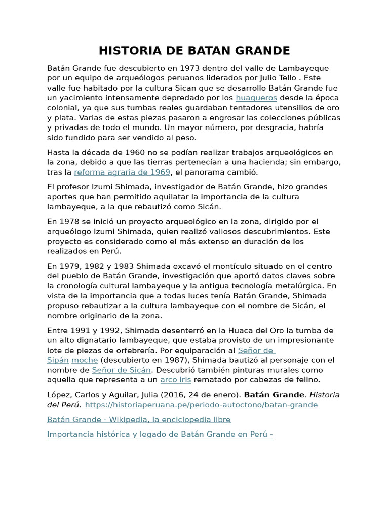 Historia de Batan Grande | PDF