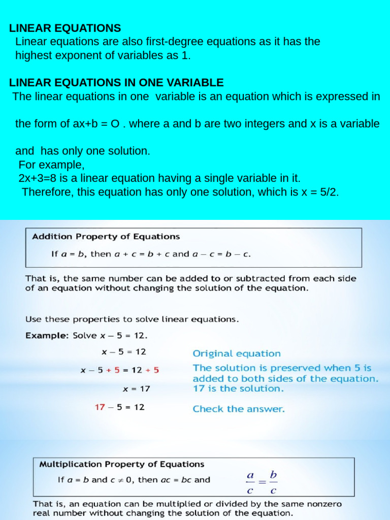 Linear Equations in One Variable (New) | PDF