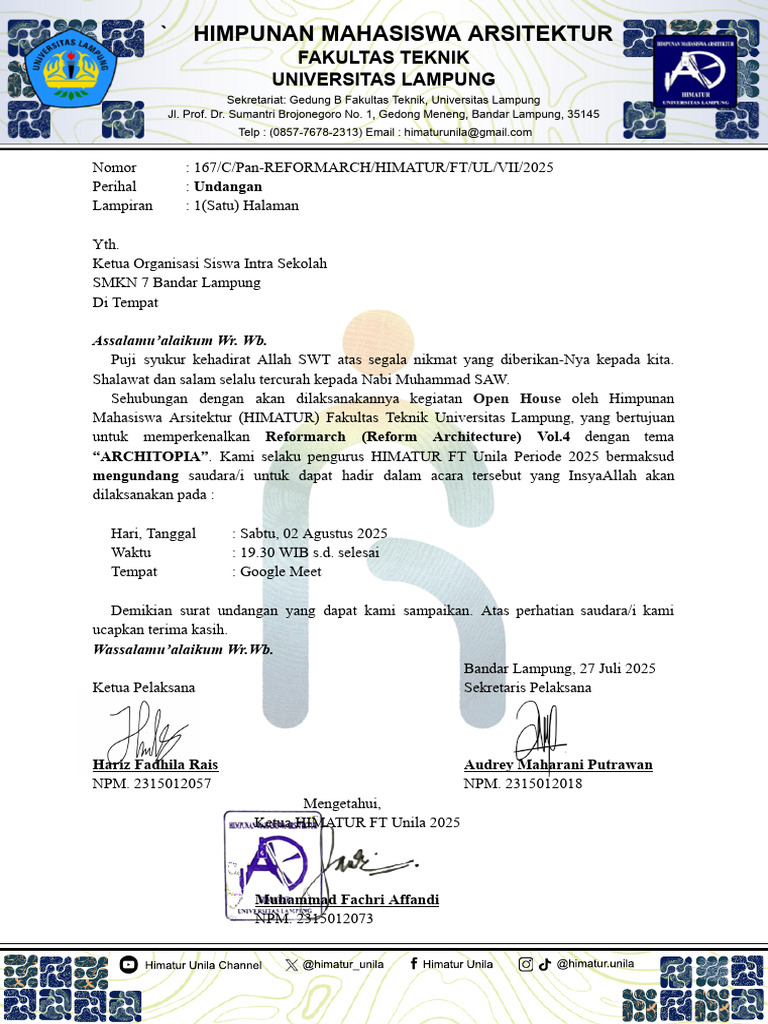 Undangan Open House Reformarch 2025 | PDF