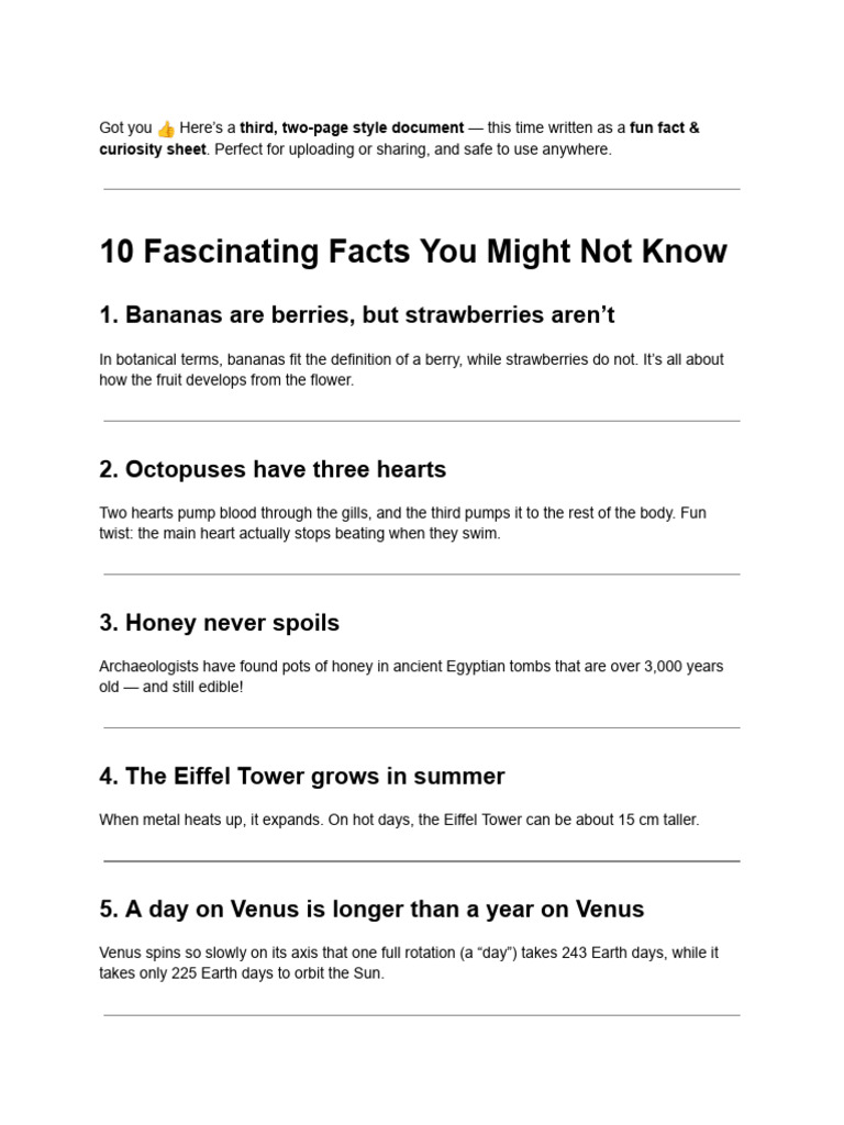 Fun Facts for Curious Kids | PDF