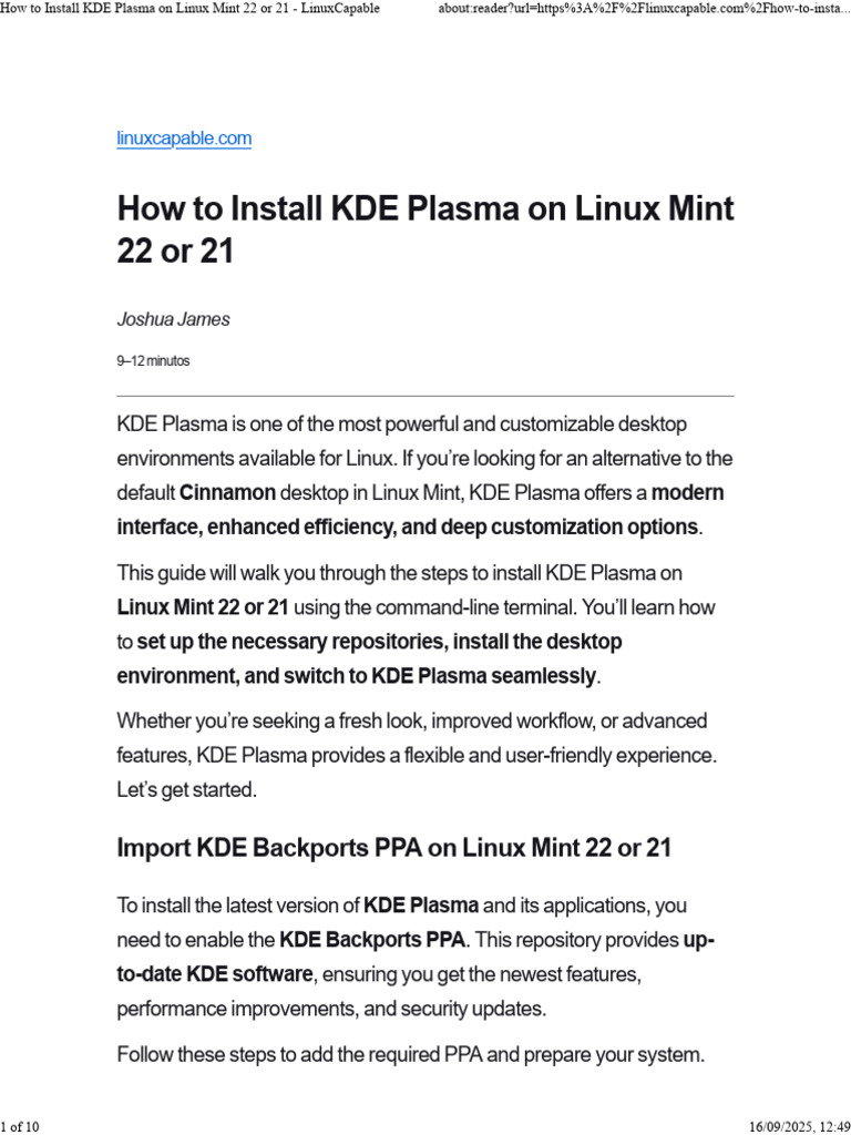 Install KDE Plasma on Linux Mint | PDF | Desktop Environment | Software ...