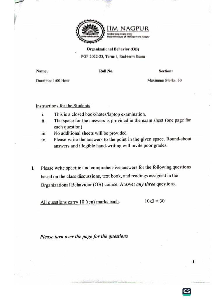 OB End Term Paper | PDF