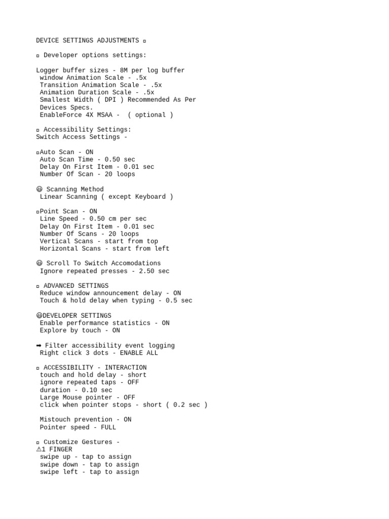 Android Internal Settings | PDF