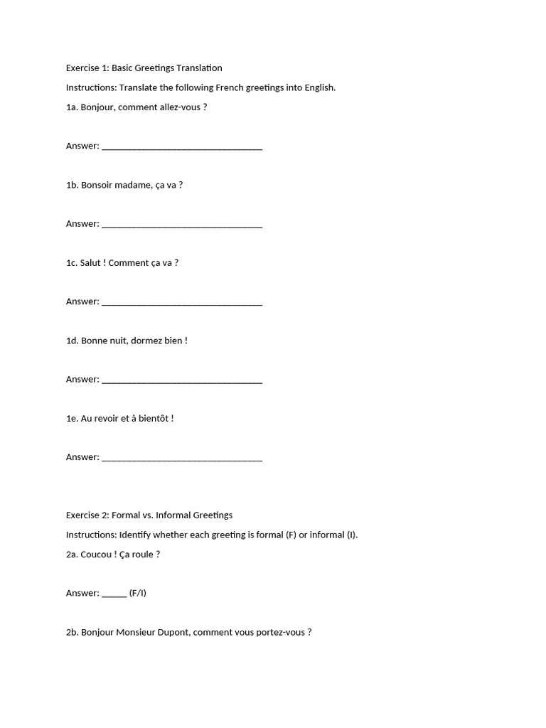 Amity 1st Semester French Document | PDF