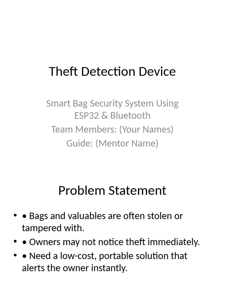 Smart Bag Theft Detection System | PDF | Bluetooth | Mobile App