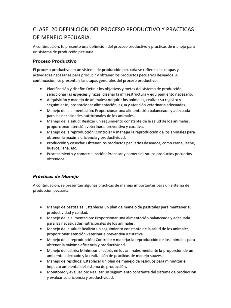 Tema 2 Definición Del Proceso Productivo y Practicas de Manejo | PDF