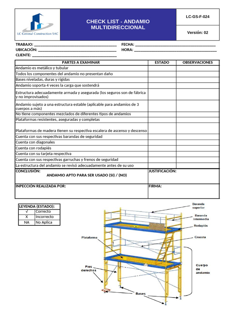 LC-GS-ES-024 Check List Andamio Multidireccional | PDF