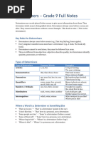 Class 9 Determiners Worksheet | PDF