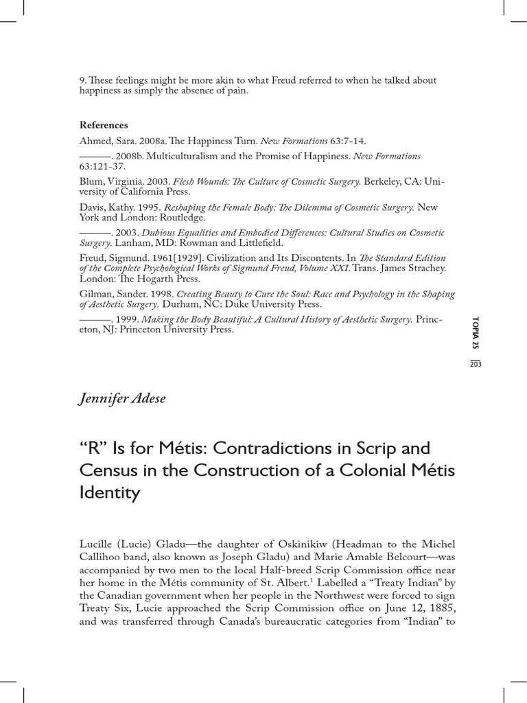 Topia 25 203 | PDF | Métis | Race And Ethnicity In The United States Census