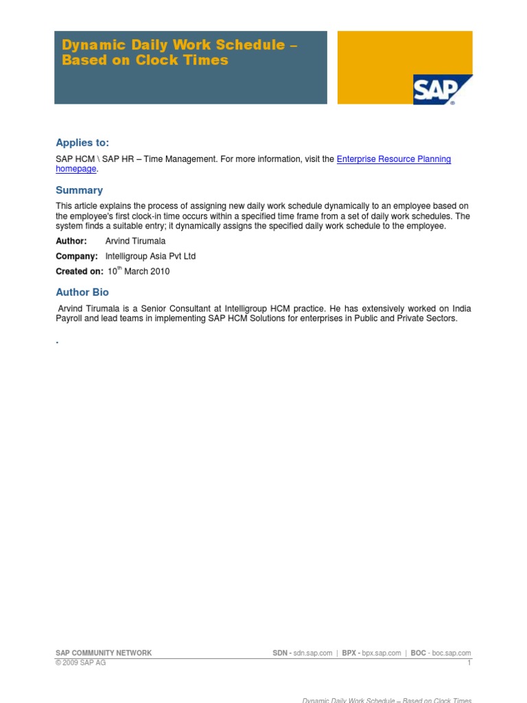 Dynamic Daily Work Schedule - Based On Clock Times | PDF | Business ...