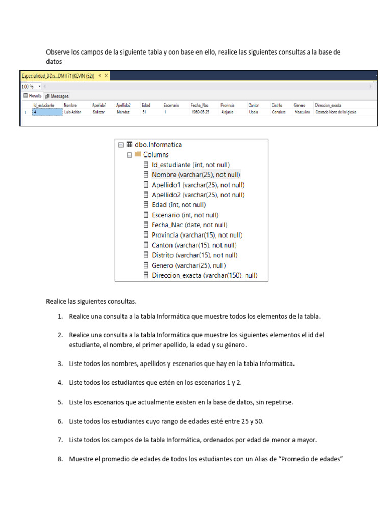 Ejercicio #1 - Consultas SQL | PDF