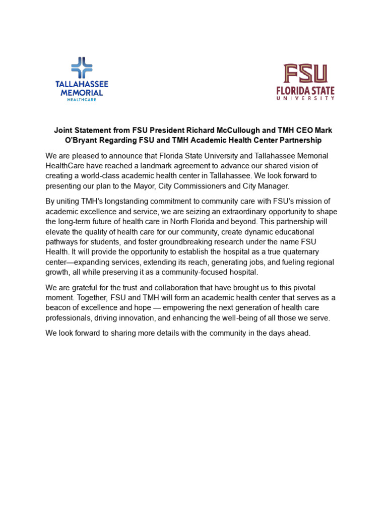 FSU-TMH Partnership for Health Center | PDF