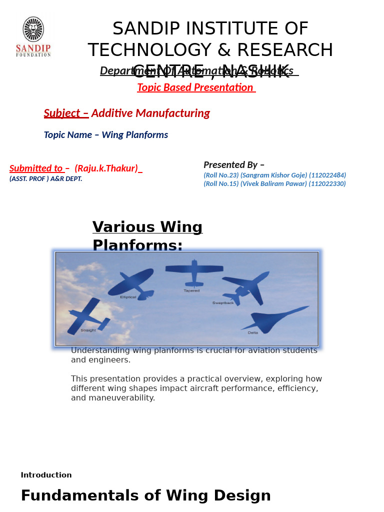 Overview of Wing Planform Types | PDF | Wing | Drag (Physics)