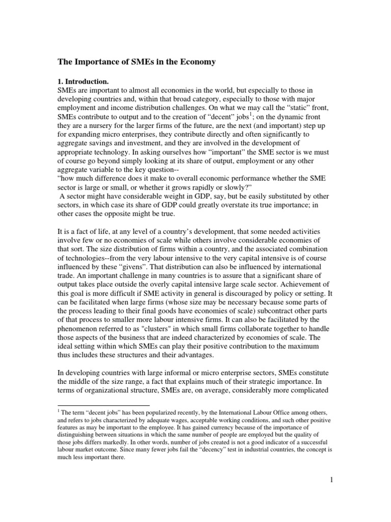 Importance of SMEs to Economic Growth | PDF | Small And Medium Sized ...