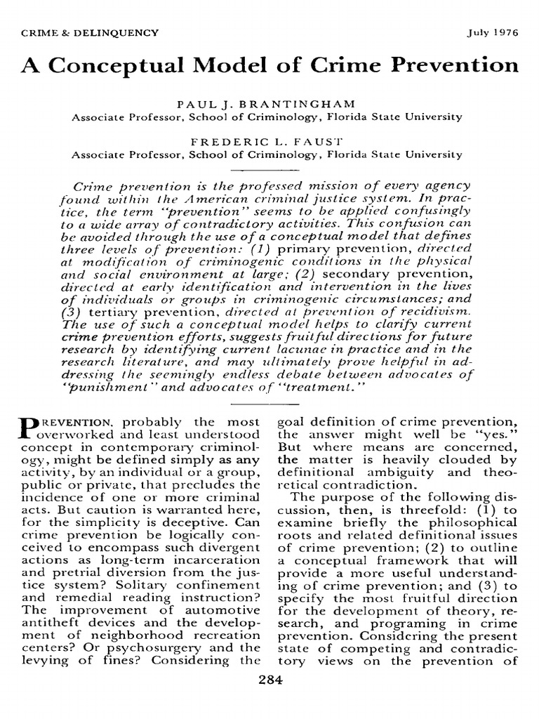 Conceptual Model of Crime Prevention | PDF | Crime & Violence | Crimes