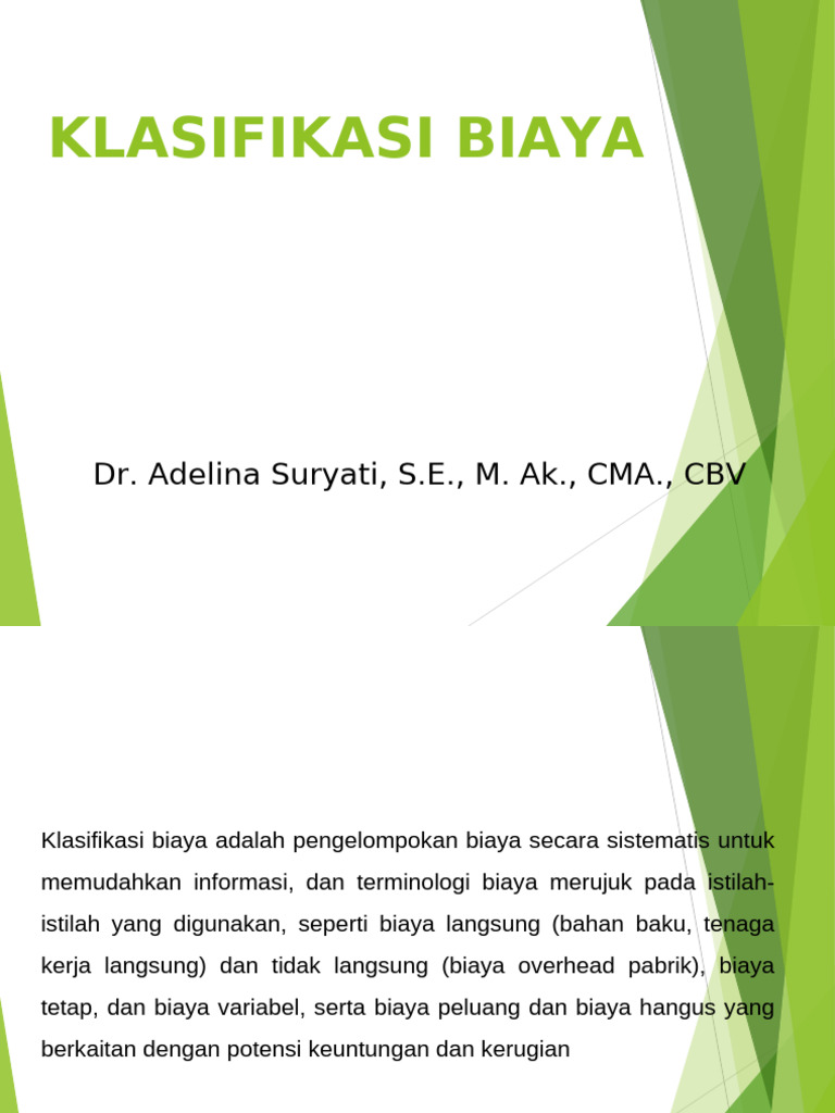 Klasifikasi Dan Terminologi Biaya | PDF
