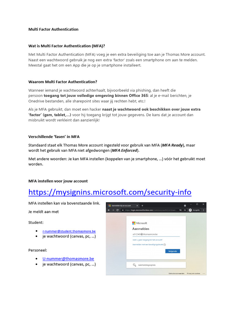 Instructie Multi-Factor-Authenticator Microsoft | PDF