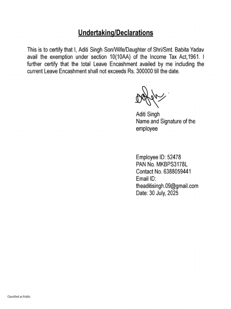 ULx I HR Tax Exemption For EL Encashment 240101 | PDF