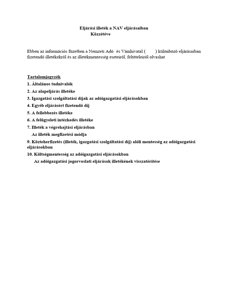 34 Eljárási Illeték A NAV Eljárásaiban 2025.01.23 | PDF